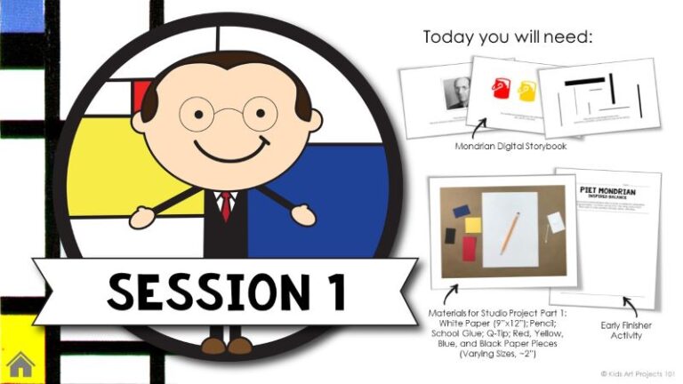 Piet Mondrian Art Project and Elementary Art Lessons - Kids Art ...