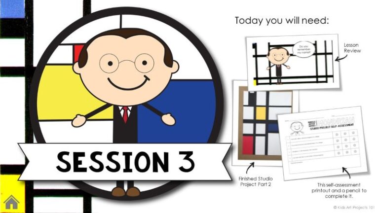 Piet Mondrian Art Project and Elementary Art Lessons - Kids Art ...