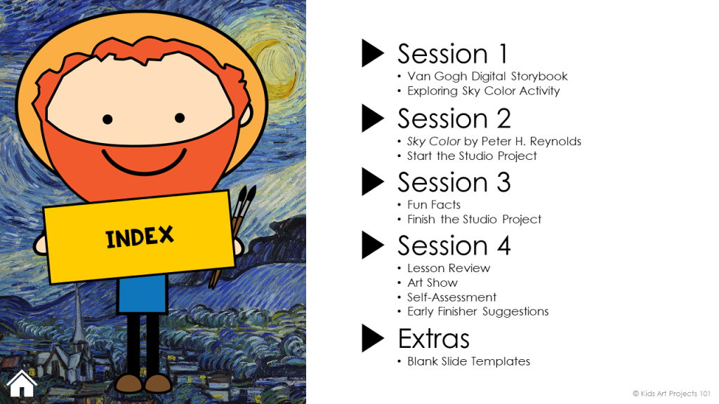 Van Gogh Starry Night Art Project and Elementary Art Lessons - Kids Art ...