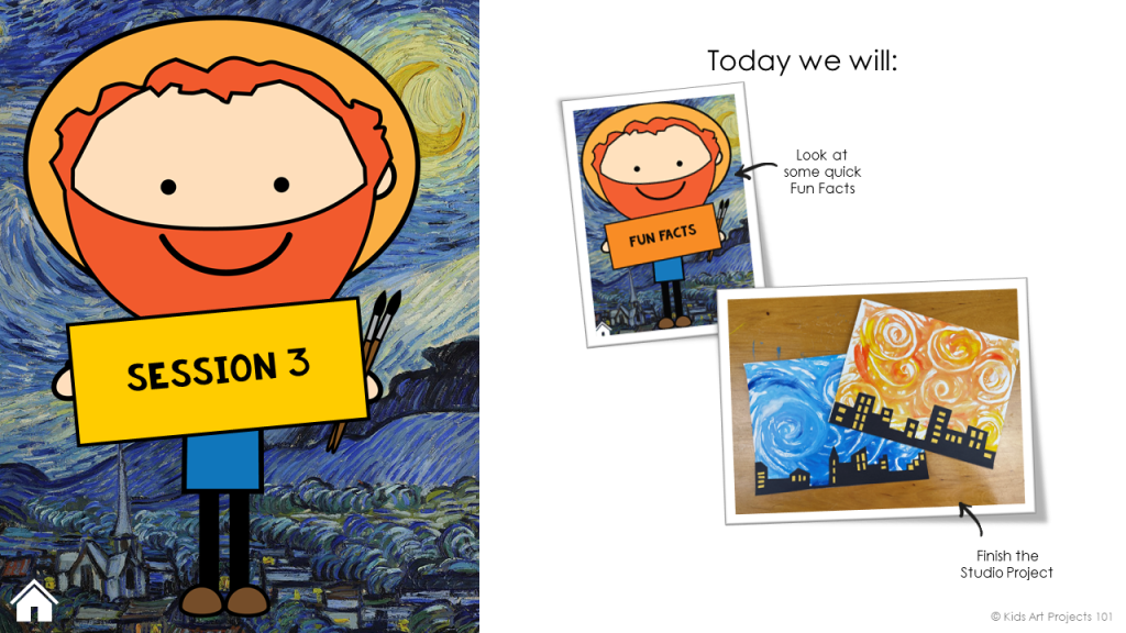 Van Gogh Starry Night Art Project and Elementary Art Lessons - Kids Art ...
